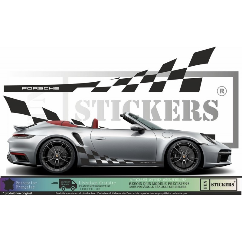Autocollant sticker pour voiture Porsche. Adhésif de qualité premium