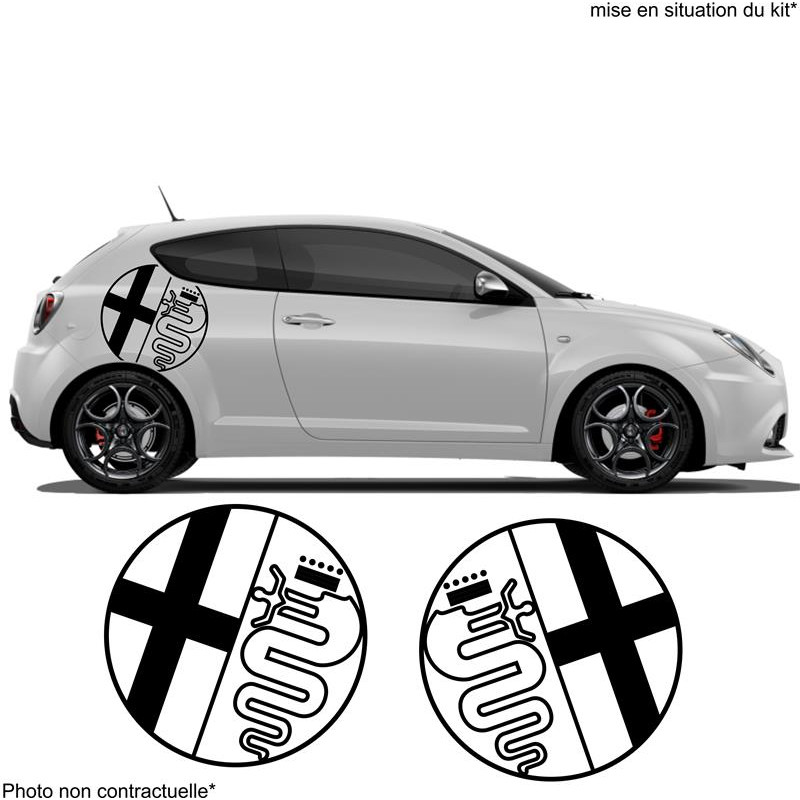 Alfa romeo logo rond latérale X 2 - - Kit Complet - voiture Sticker ...