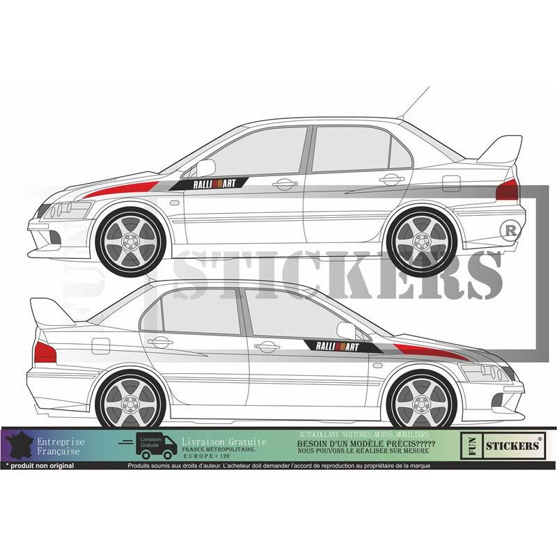Mitsubishi Lancer Evo Bandes latérales ralli art- voiture Sticker ...