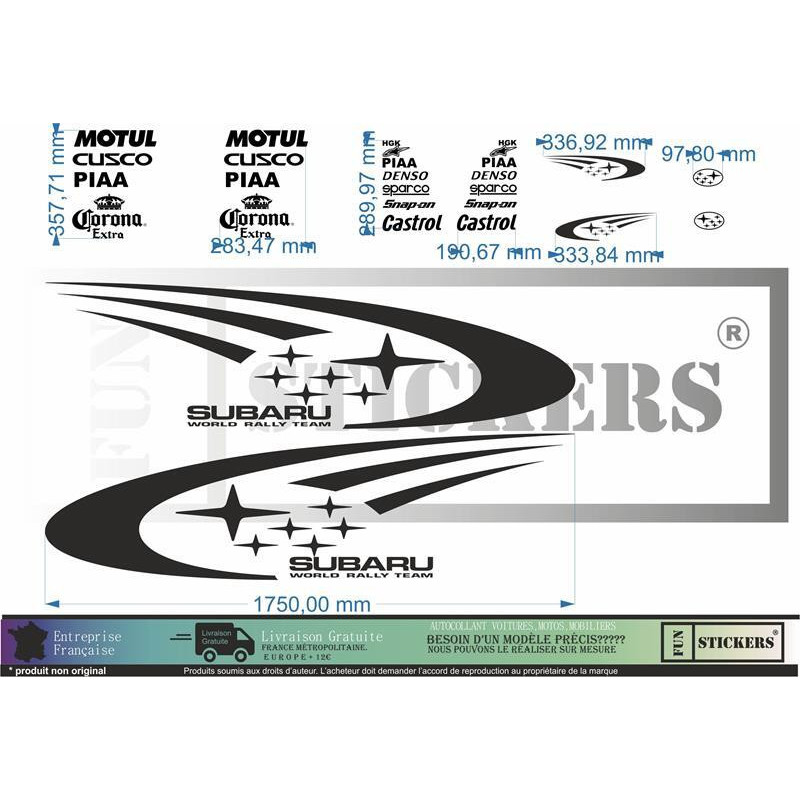 Subaru Impreza WRC rally CORONA sponsoring autocollants voiture stickers
