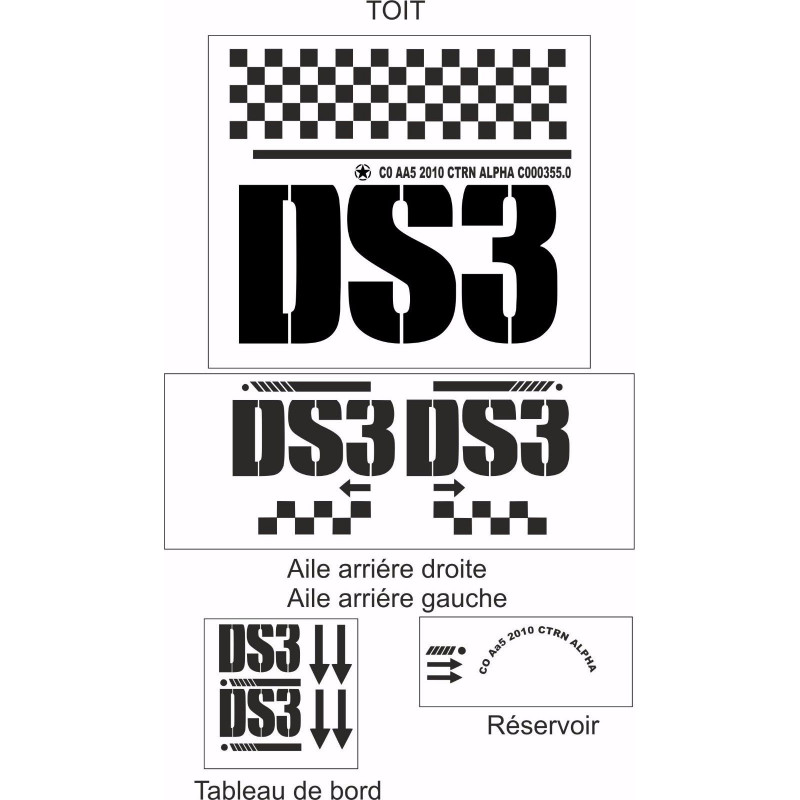 Citröen DS3 - Logos stickers TOIT Latéraux et capot autocollants kit