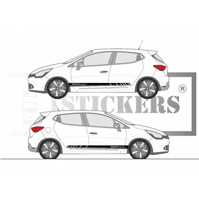 Renault sport racing RS bandes - NOIR - Kit Complet - Tuning Sticker ...