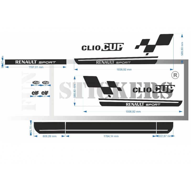 Renault Clio Cup design Kit autocollant complet kit déco