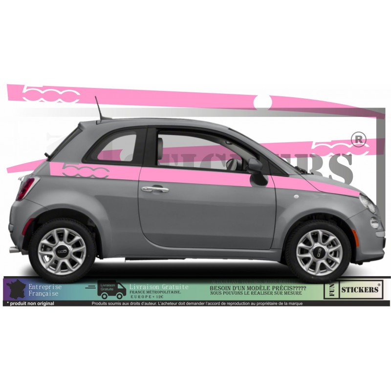 Fiat 500 - kit Bandes latérales Logos 500 autocollants stickers