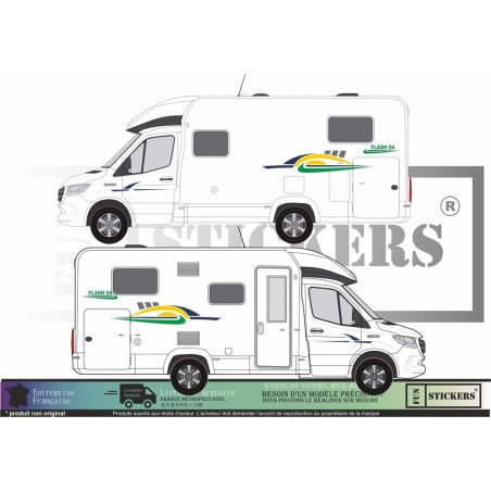 Sticker Camping-Car Flash 04 – Kit Décor Latéral + Bandes – Adhésif ...